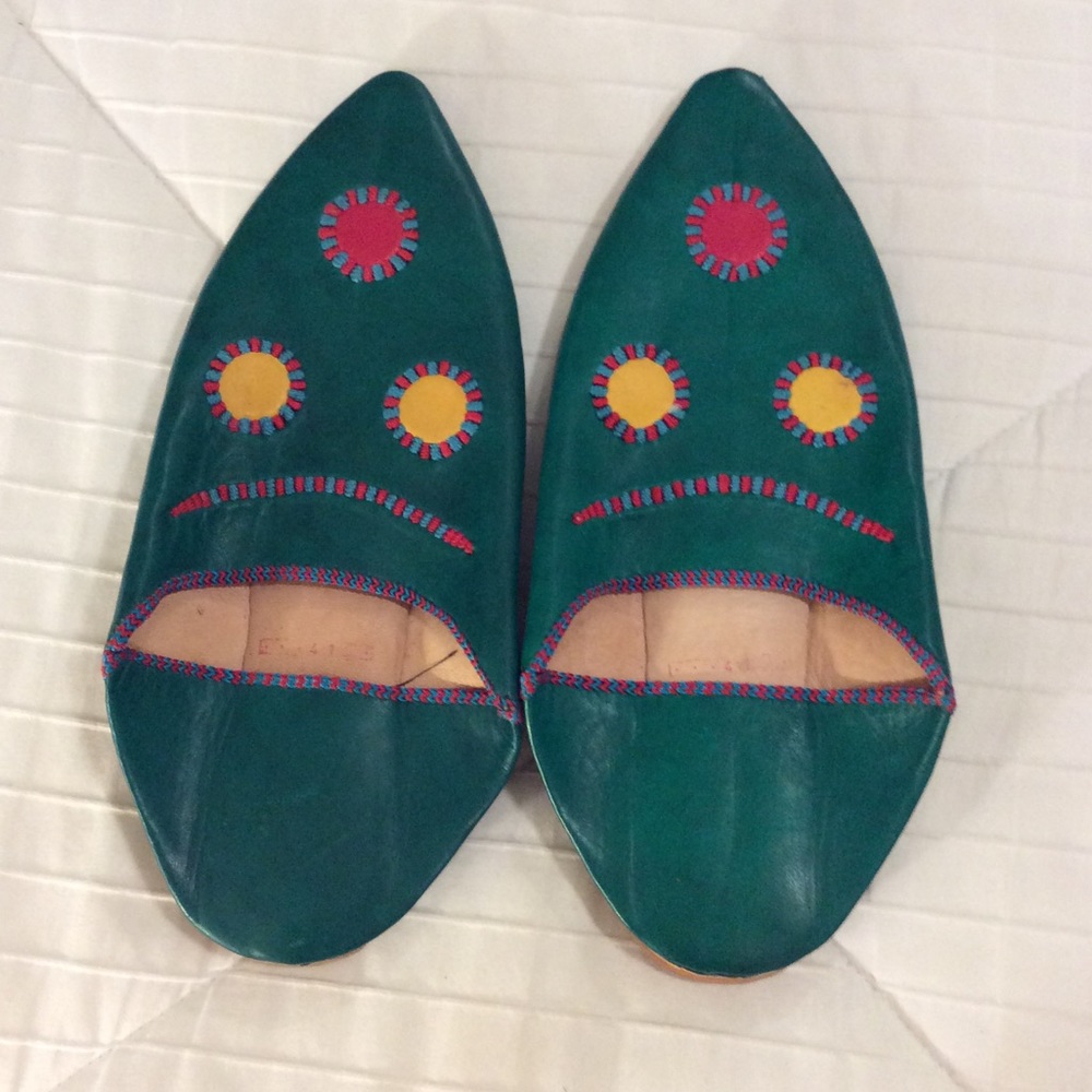 Moroccan Leather Babouche Traditional Slippers - Gem